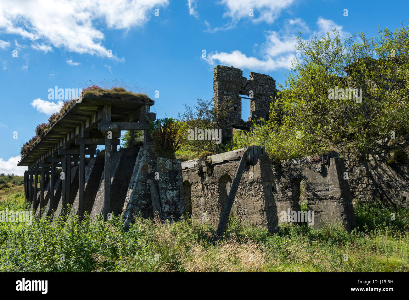 Ruins of old abandoned quarry buildings on Brown Clee Hill, Shropshire ...