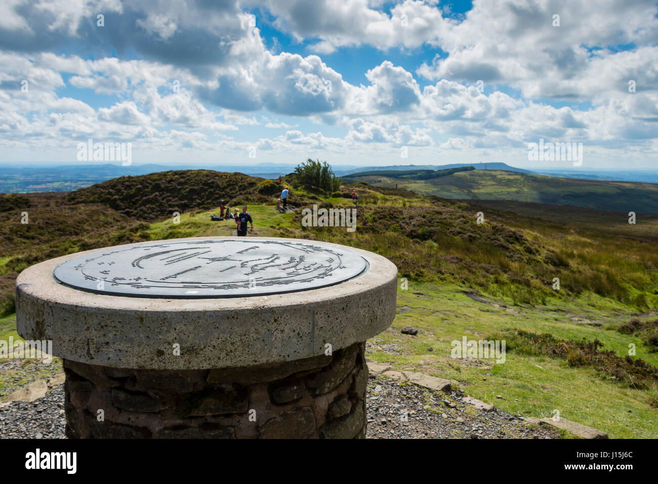 The viewpoint indicator (toposcope) on the summit of Brown Clee Hill ...