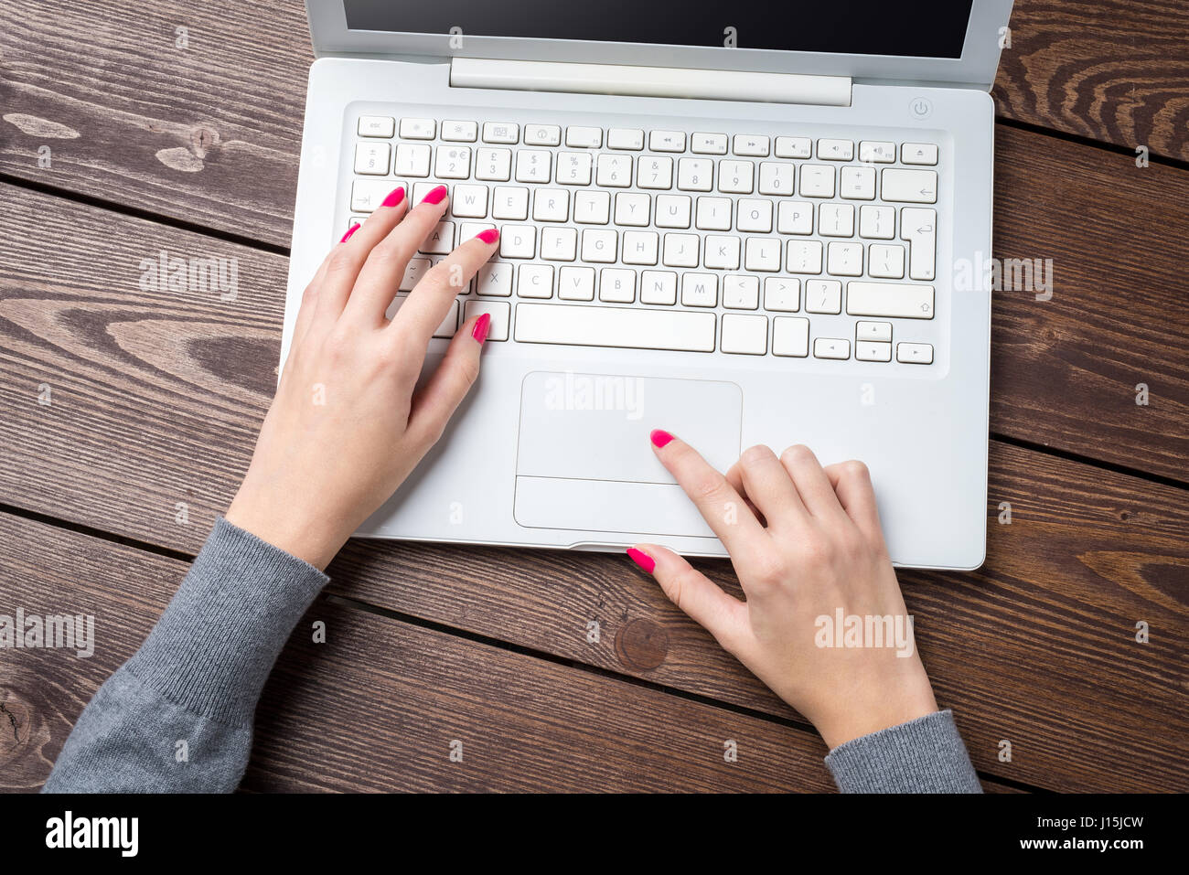 Woman using modern computer Stock Photo - Alamy