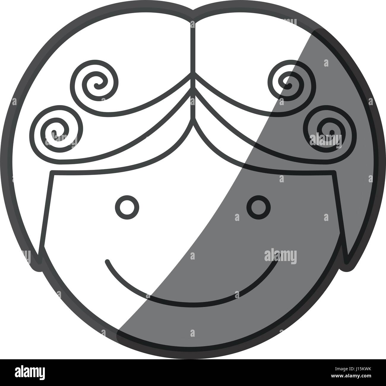monochrome shading silhouette boy face caricature icon Stock Vector ...