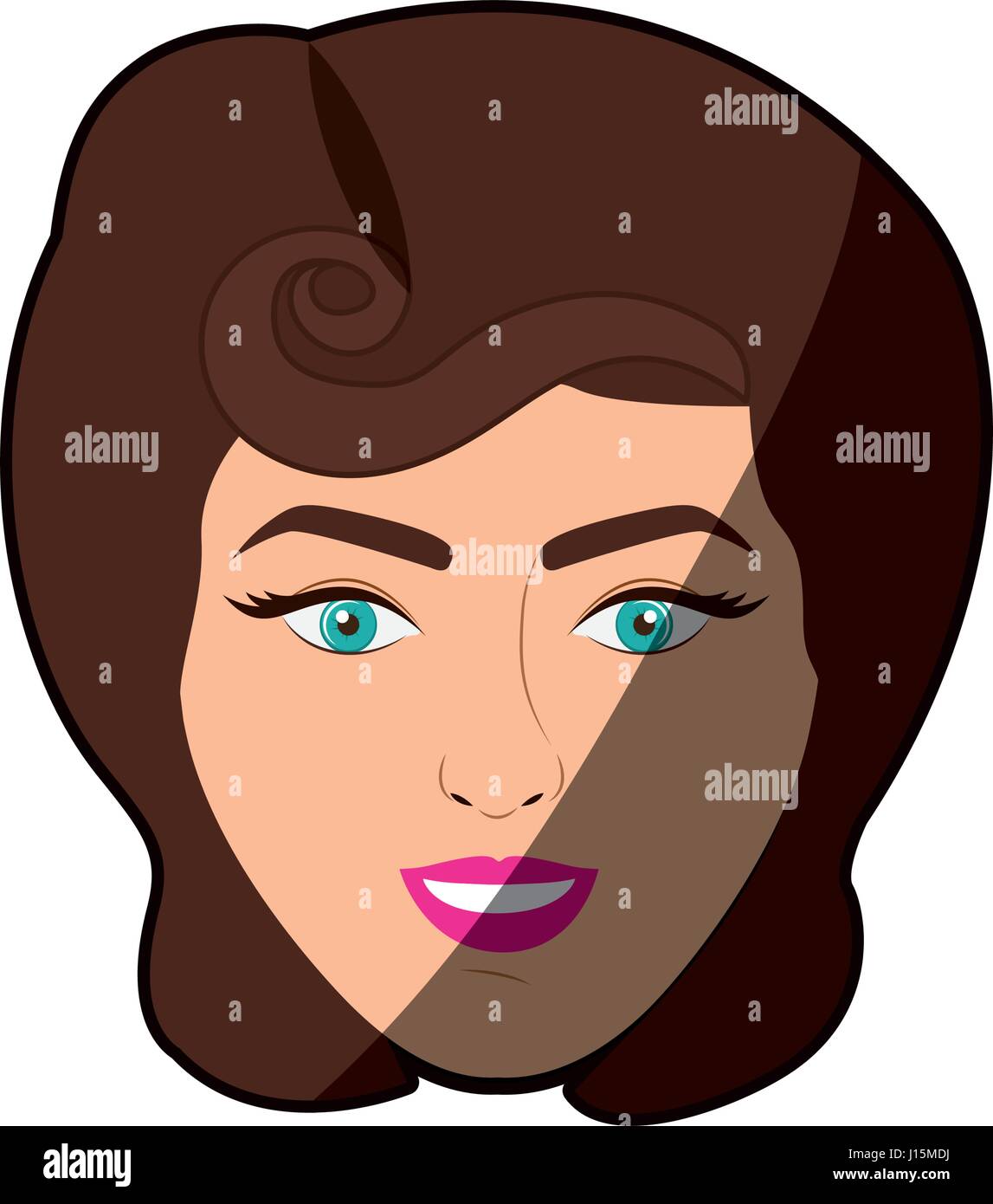 colorful shading realistic face woman with pin up swirl hairstyle Stock ...