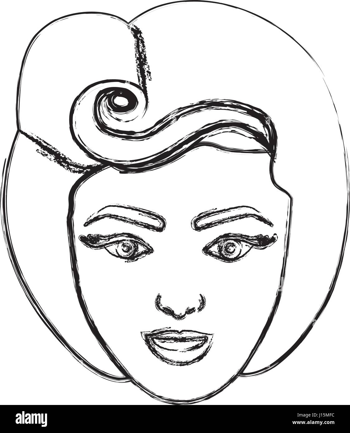 blurred silhouette drawing of face woman with eighties hairstyle Stock ...