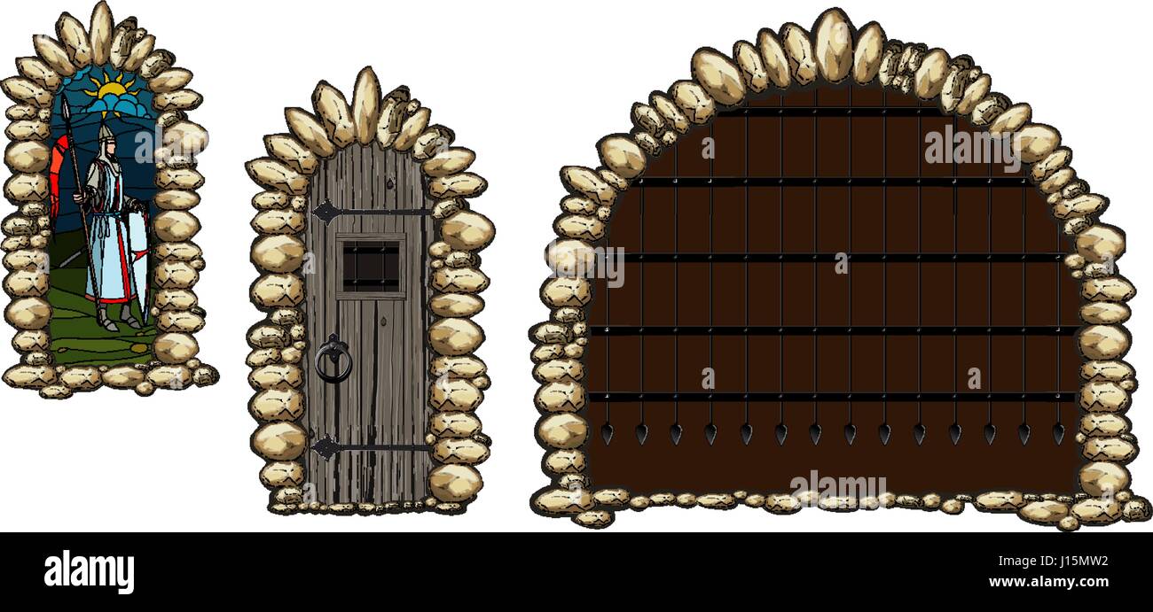 Stone brown medieval building Stock Vector Images - Alamy