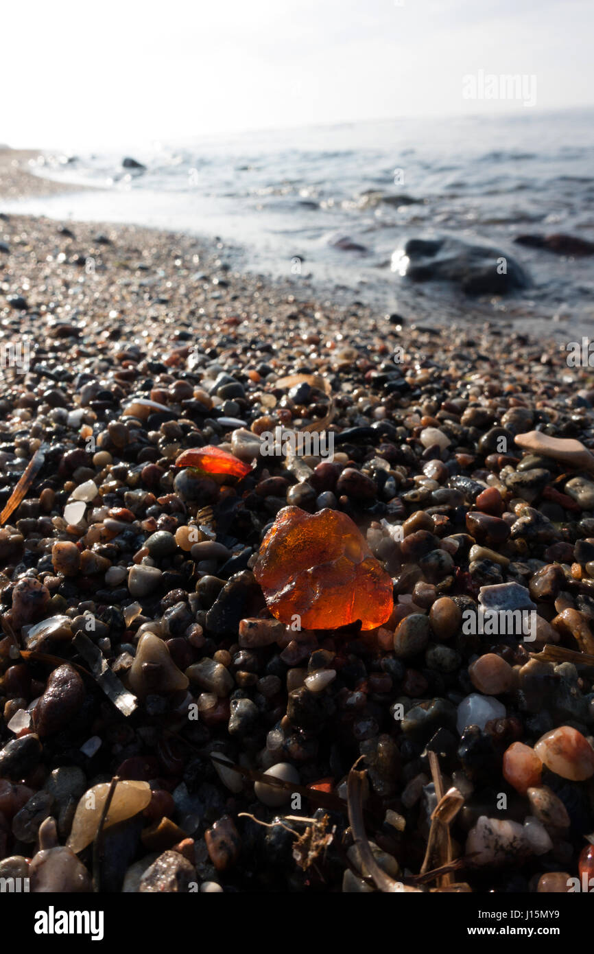 amber stones baltic sea germany Stock Photo - Alamy