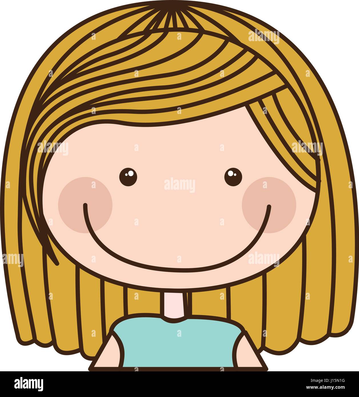 colorful caricature half body girl with short blond hair Stock Vector ...