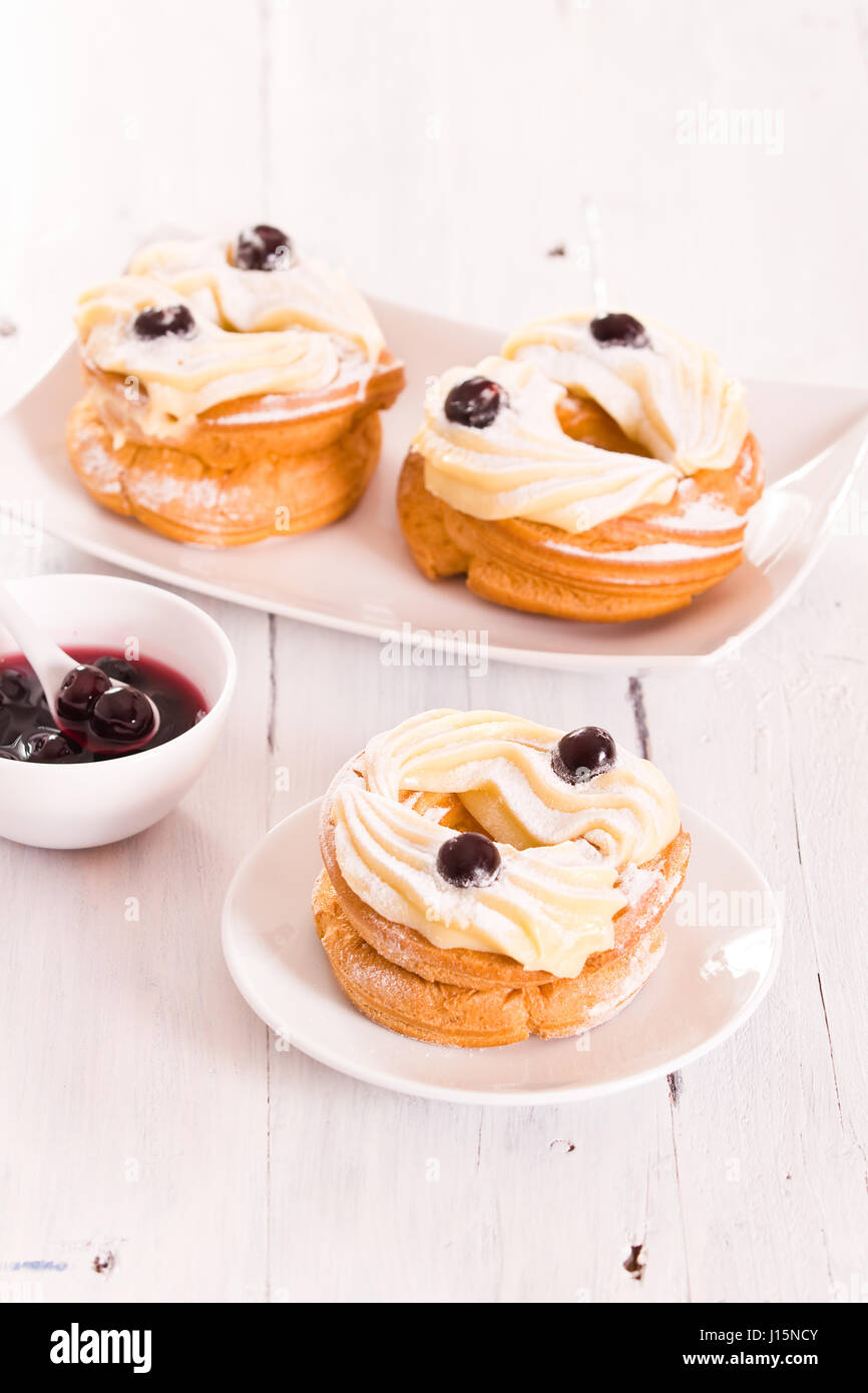 Zeppole with pastry cream Stock Photo - Alamy