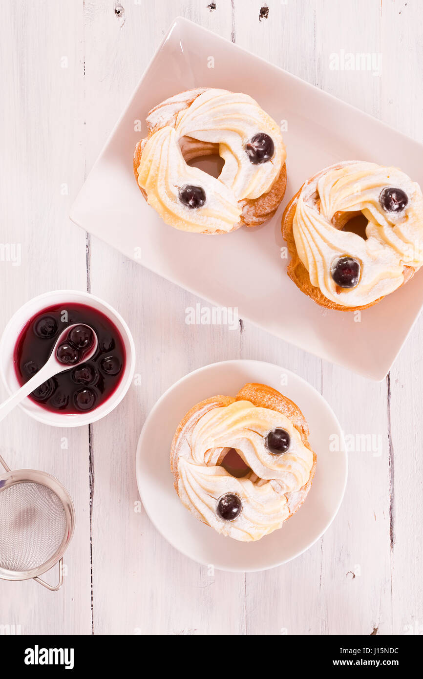 Zeppole with pastry cream Stock Photo - Alamy