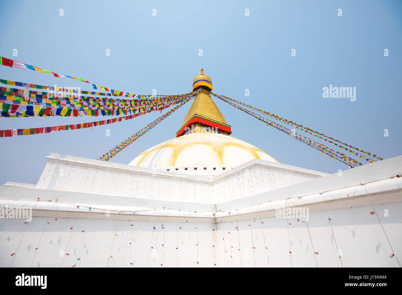 Unesco heritage monument Boudhanath stupa and its colorful flags in ...