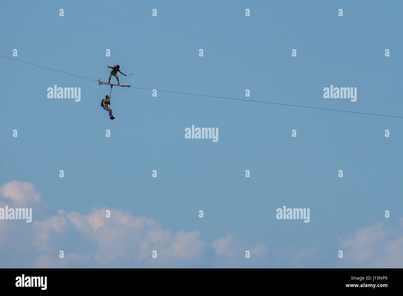 Members of french extreme sports team the flying frenchies rigged a ...