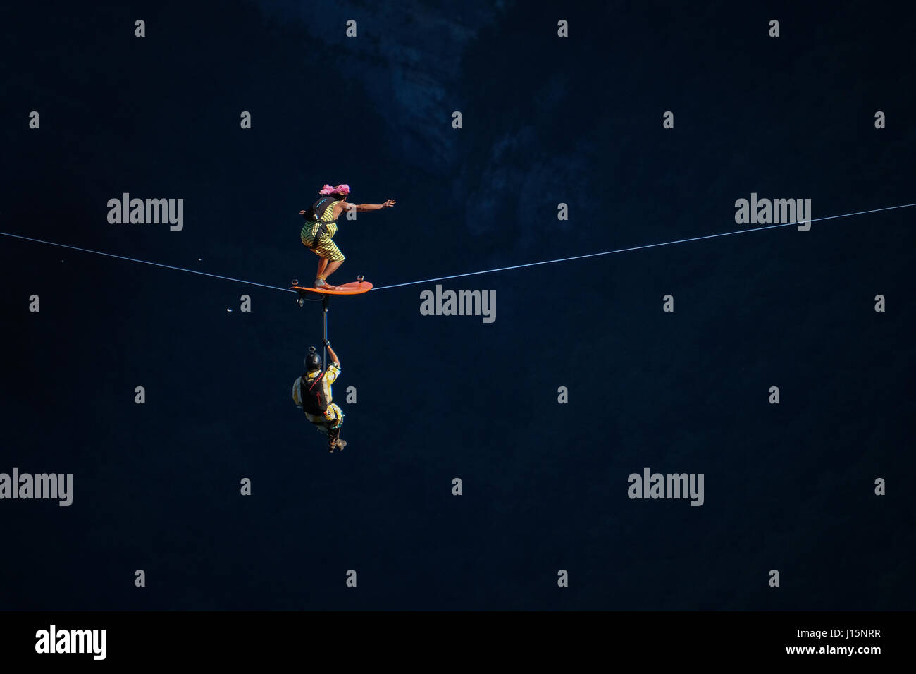 Members of french extreme sports team the flying frenchies rigged a ...