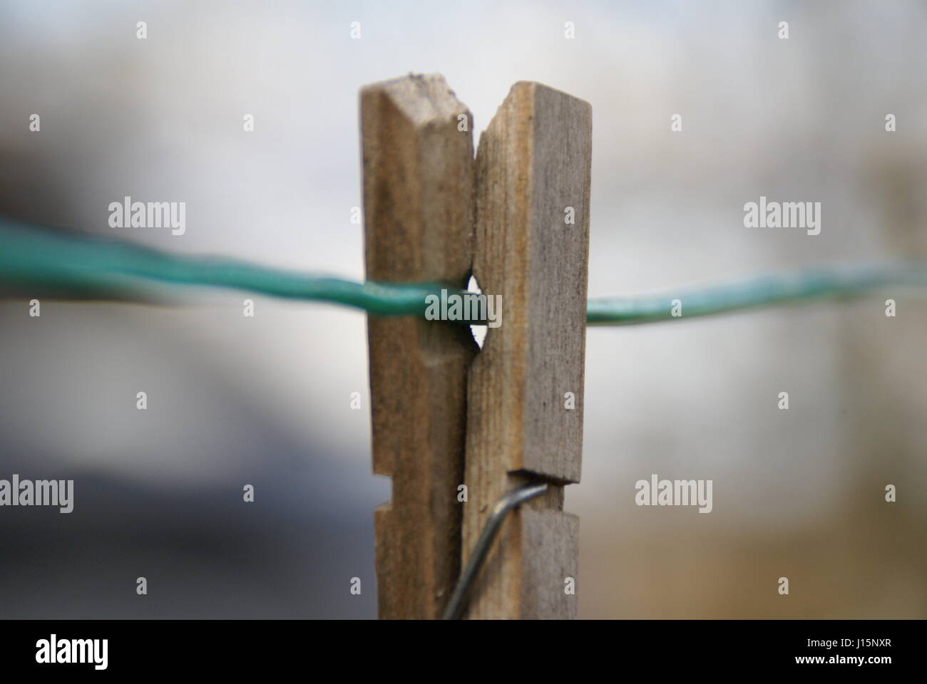 Peg on a clothing line close up Stock Photo - Alamy