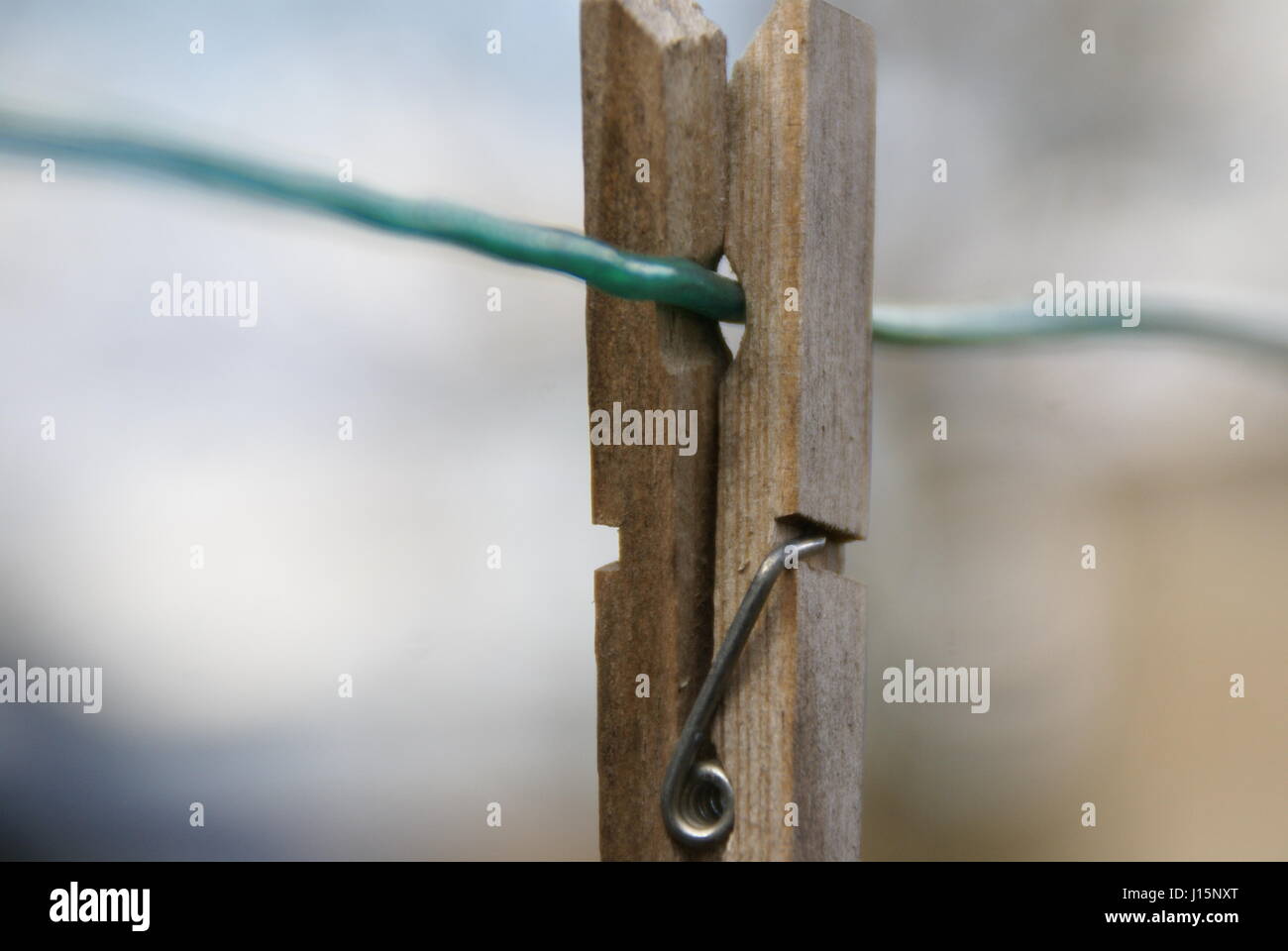 Peg on a clothing line close up Stock Photo - Alamy