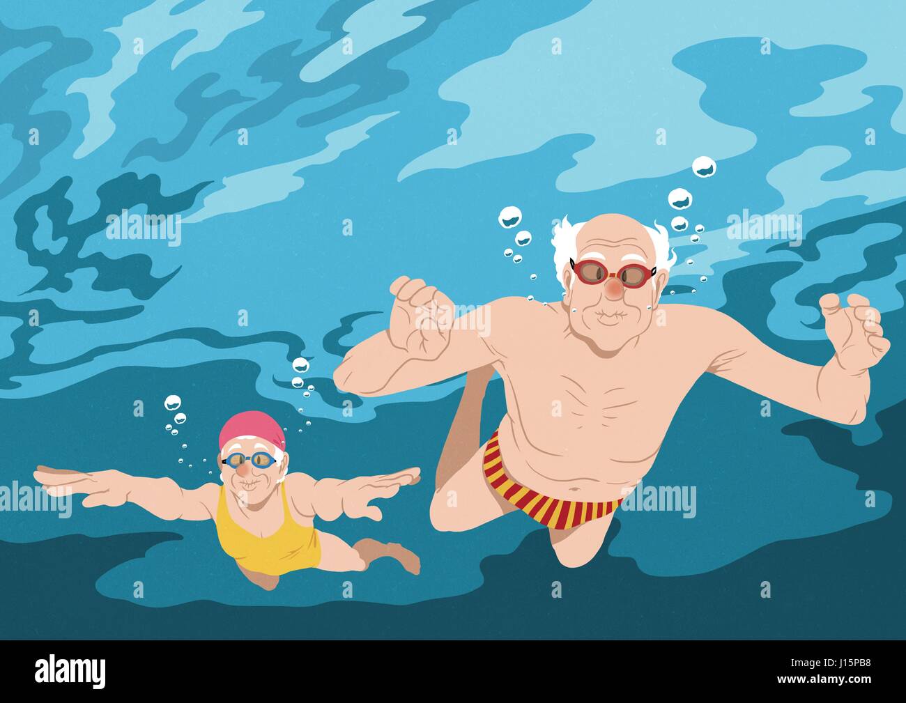 Senior woman swimming Stock Vector Images - Alamy