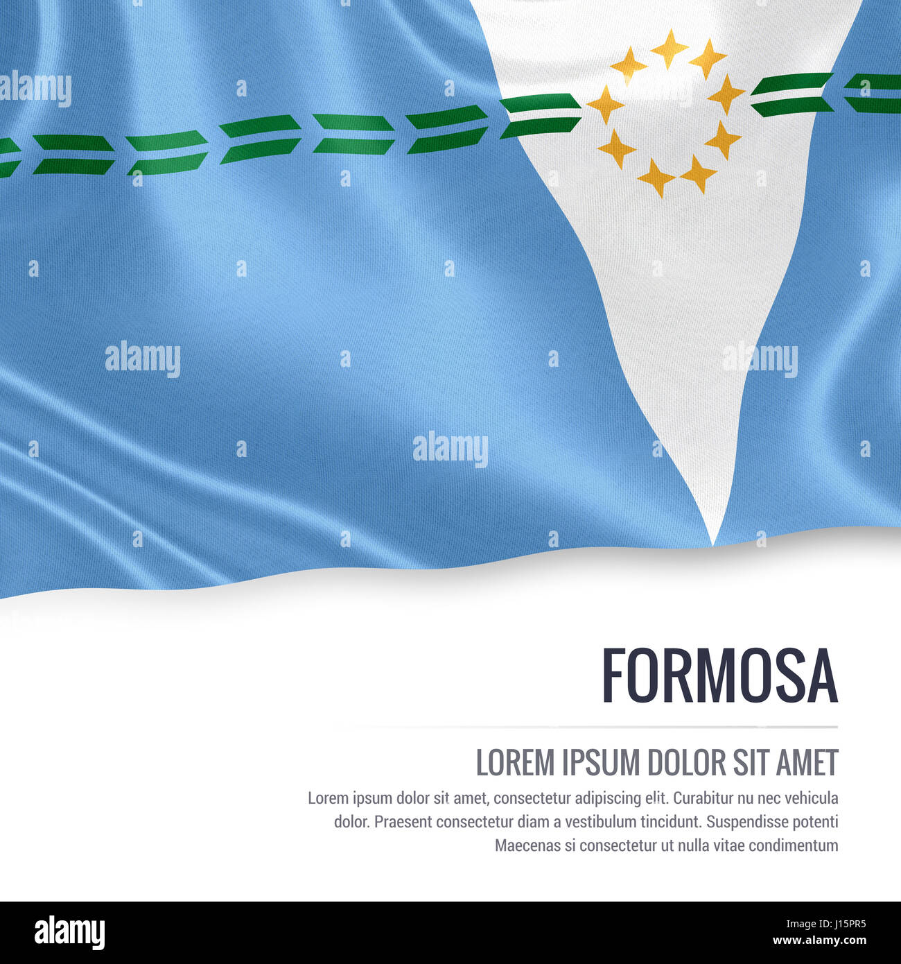 Flag of Argentinian state Formosa waving on an isolated white ...