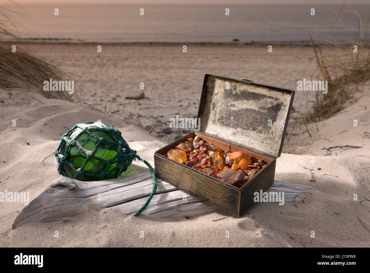 treasure chest with amber stone baltic sea germany Stock Photo - Alamy