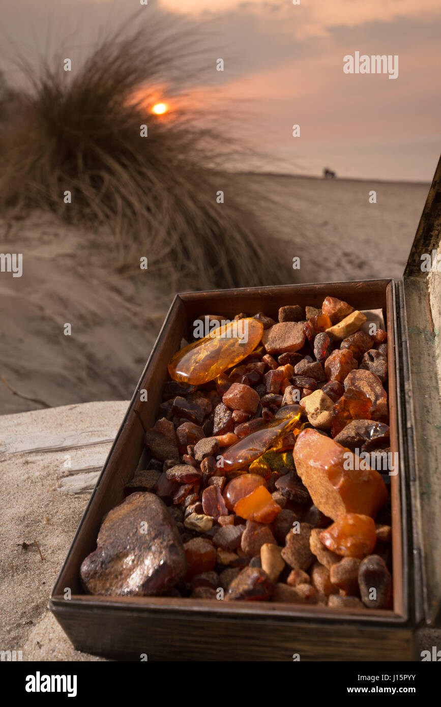 treasure chest with amber stone baltic sea germany Stock Photo - Alamy