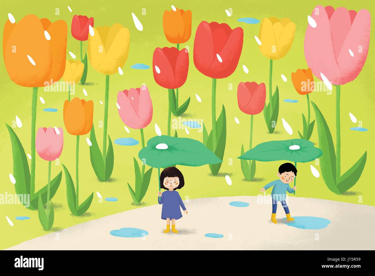 Plant rain puddle Stock Vector Images - Alamy