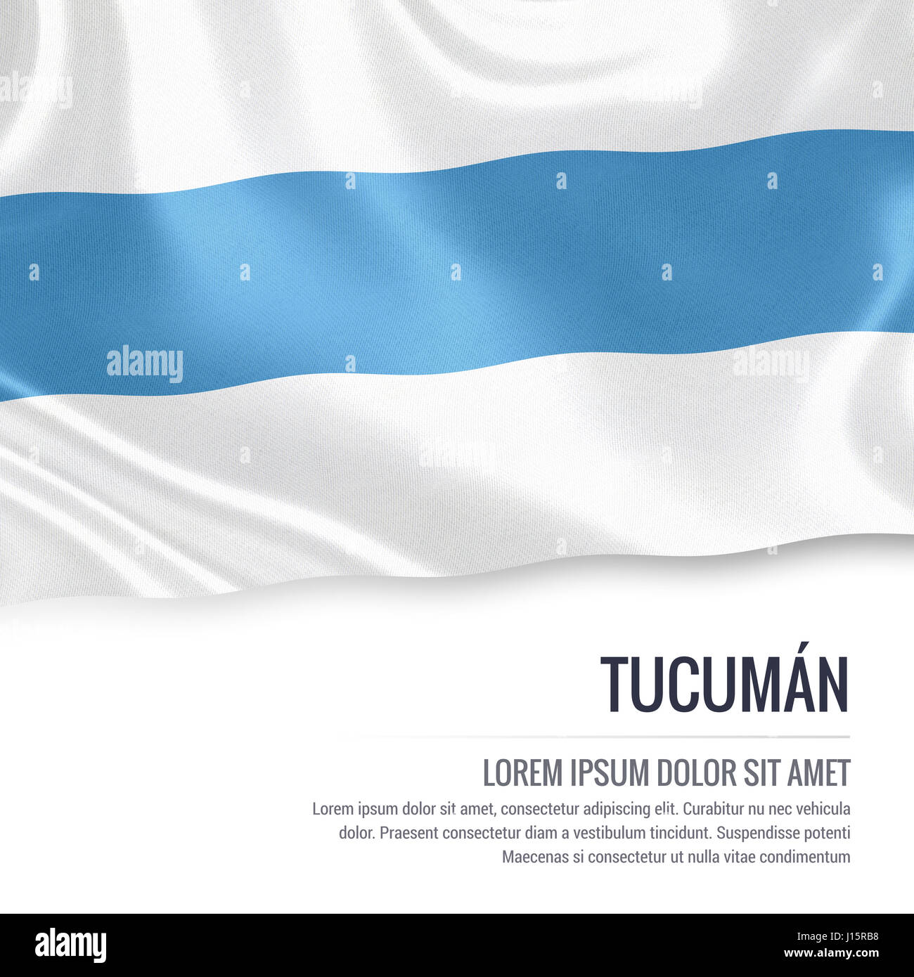 Flag of Argentinian state Tucumán waving on an isolated white ...