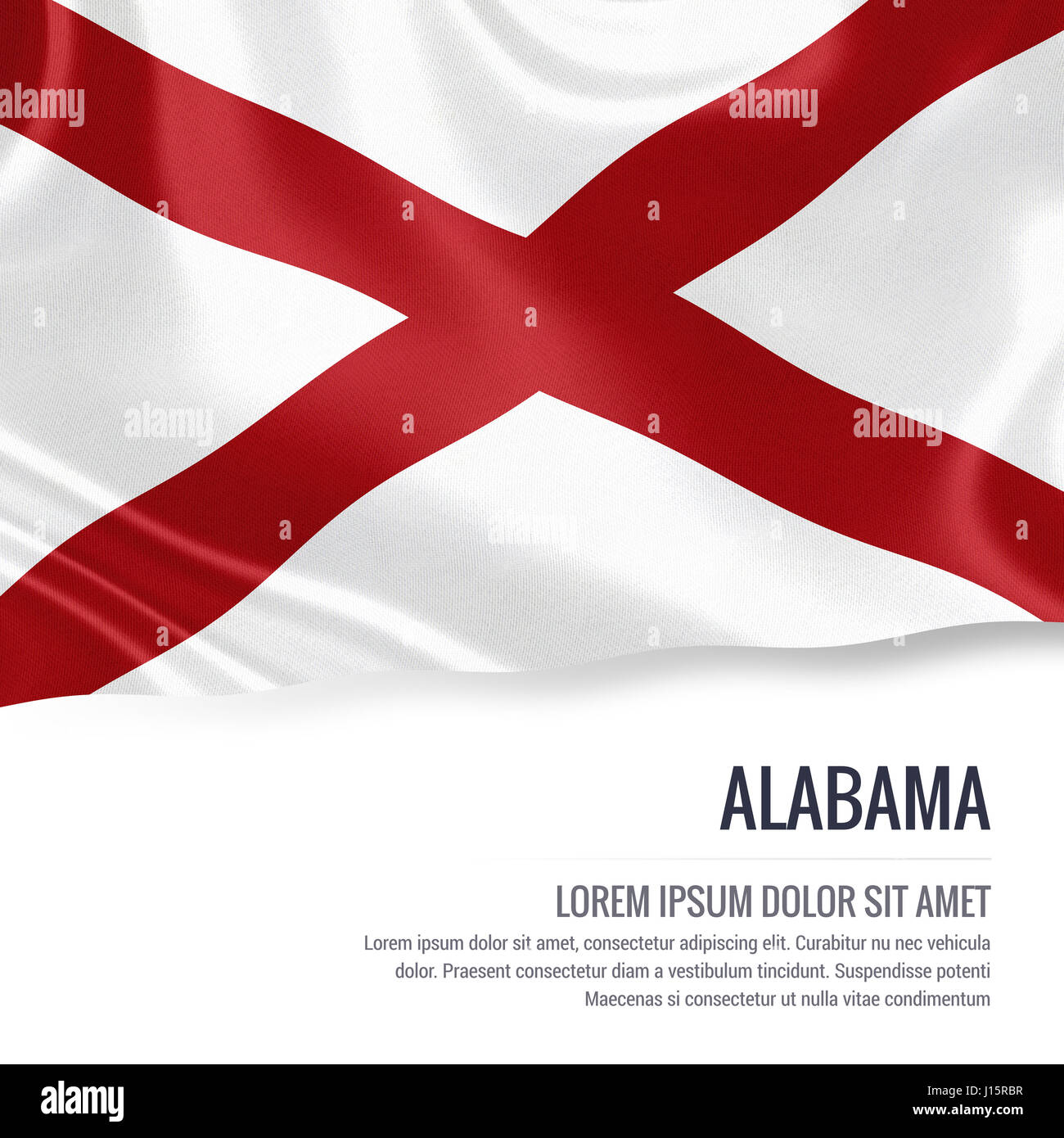 Flag of U.S. state Alabama waving on an isolated white background ...