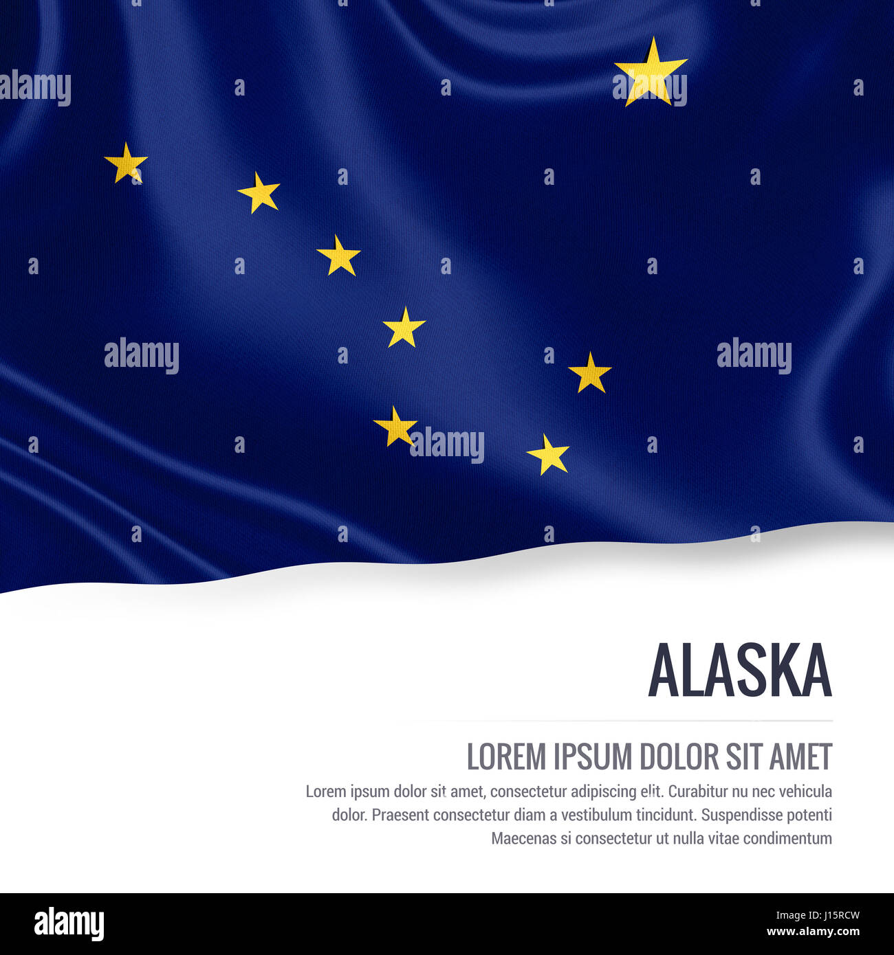 Flag of U.S. state Alaska waving on an isolated white background. State ...