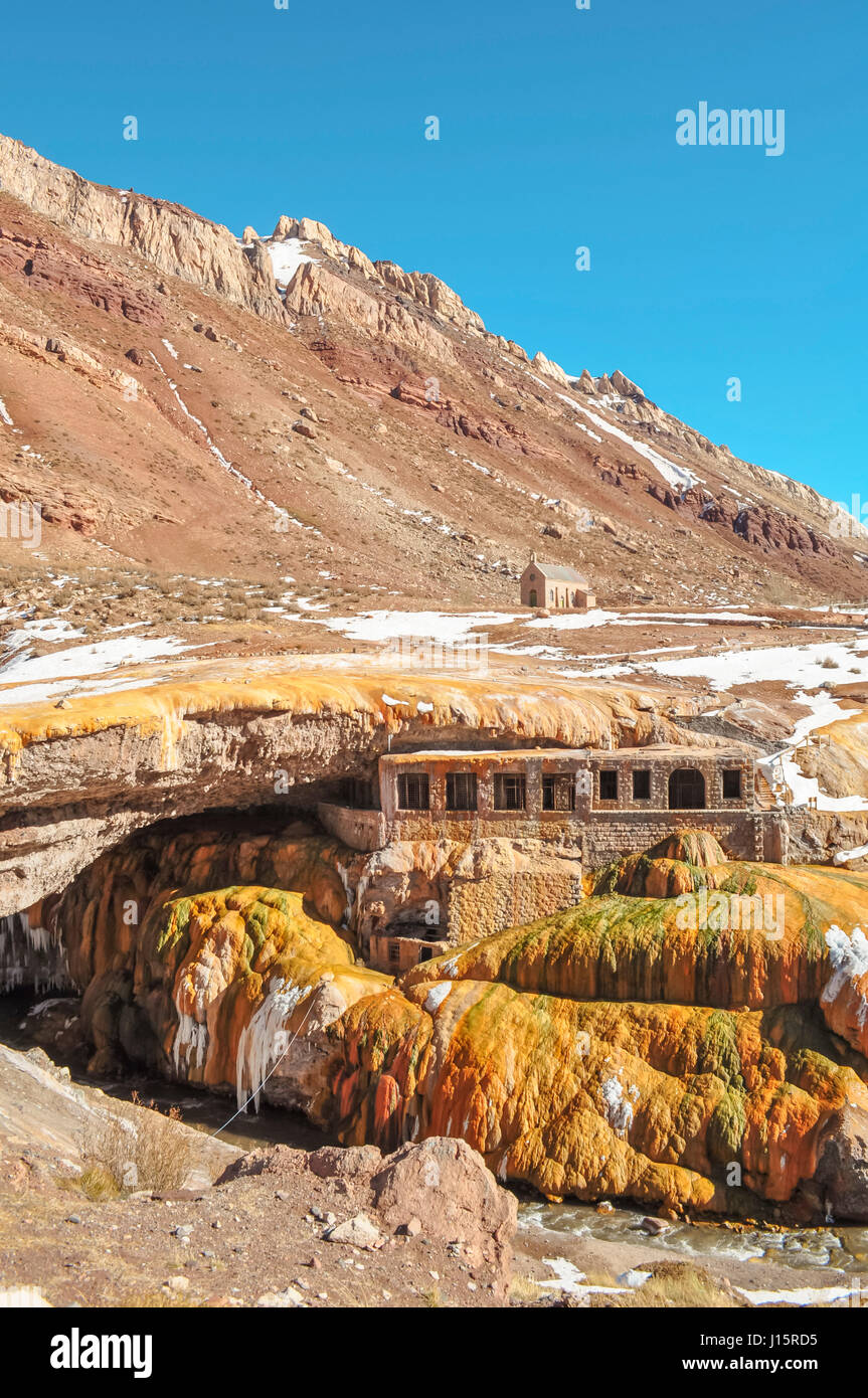 The Inca's Bridge "Puente del Inca" in Argentina. Inca bridge is a ...