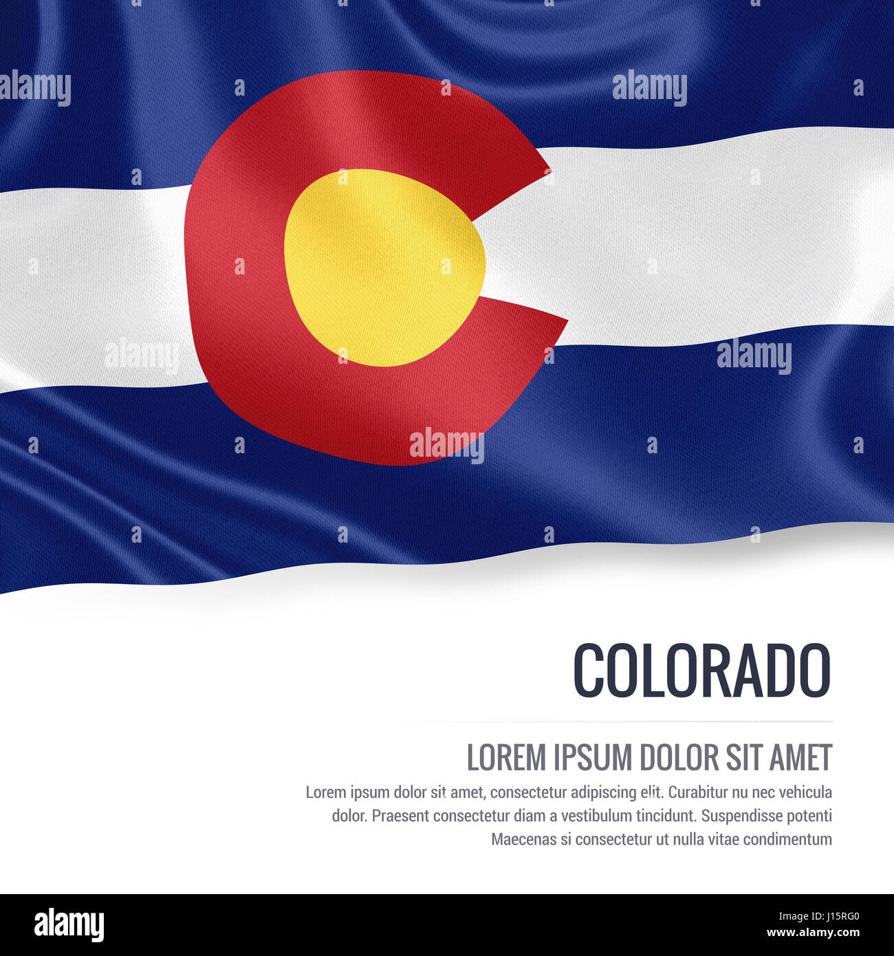 Flag of U.S. state Colorado waving on an isolated white background ...