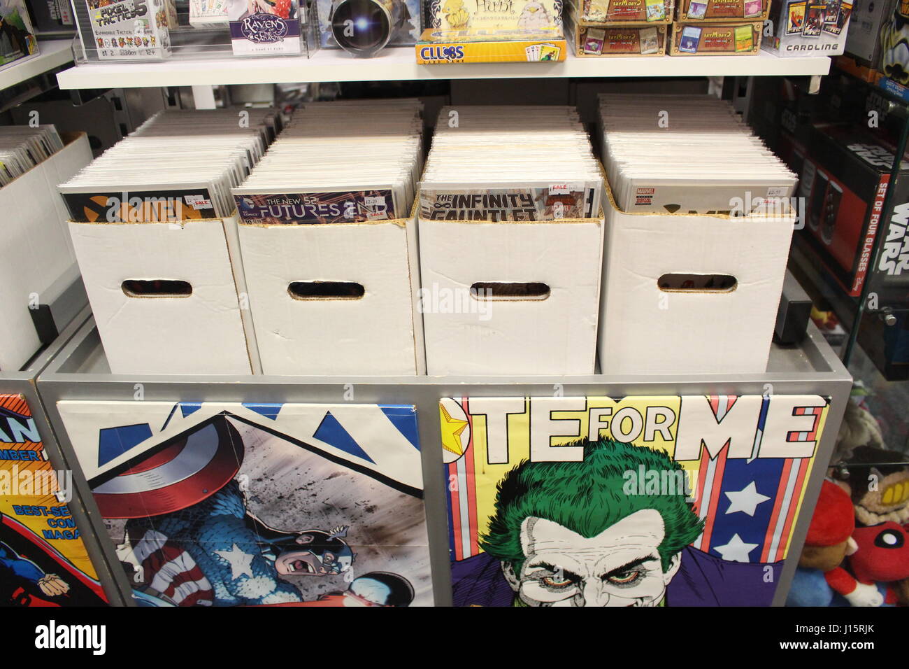 Shelves of a comic book shop in Yeovil, Somerset Stock Photo - Alamy