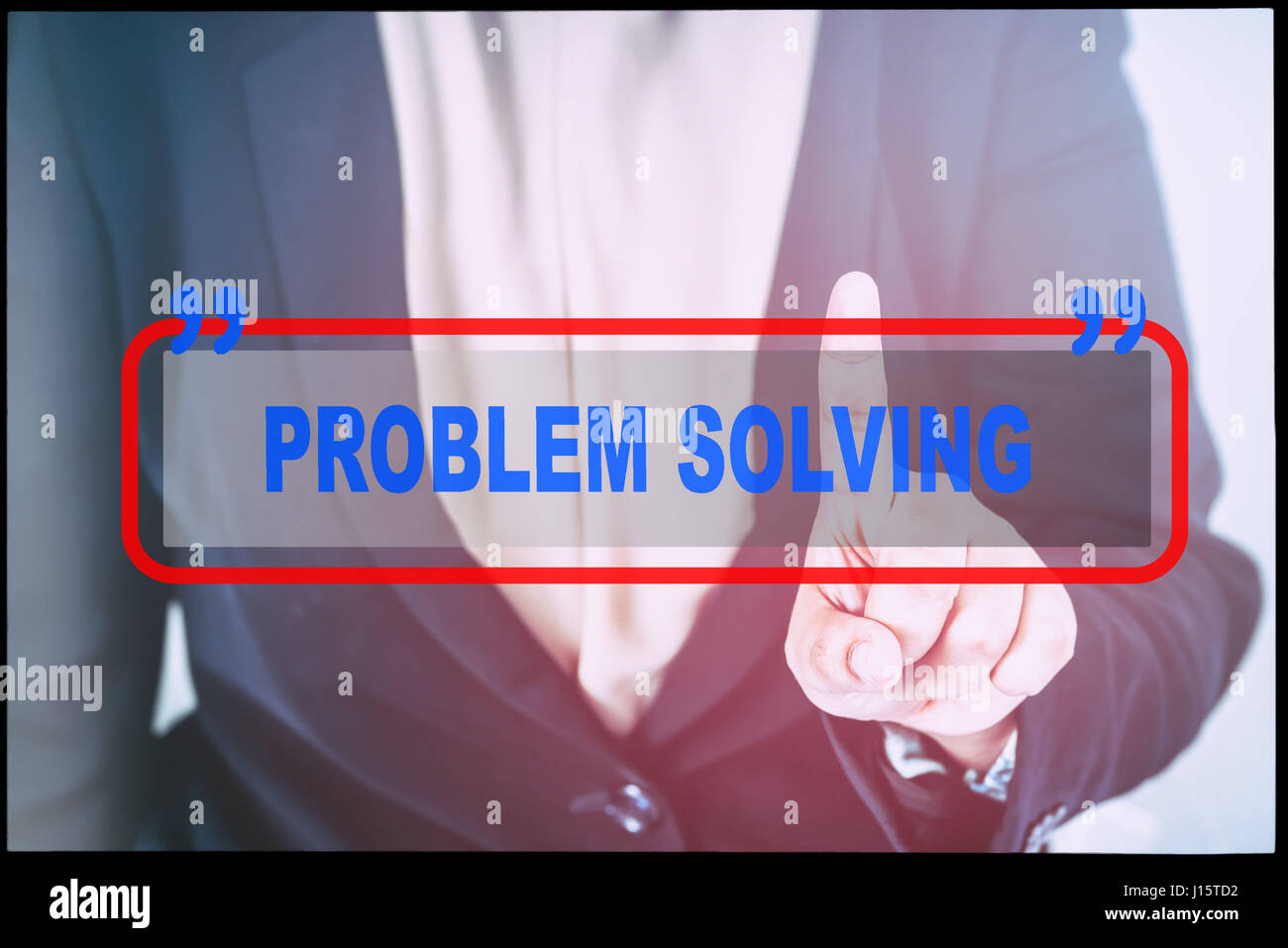 Hand and text "PROBLEM SOLVING" with vintage background. Technology ...