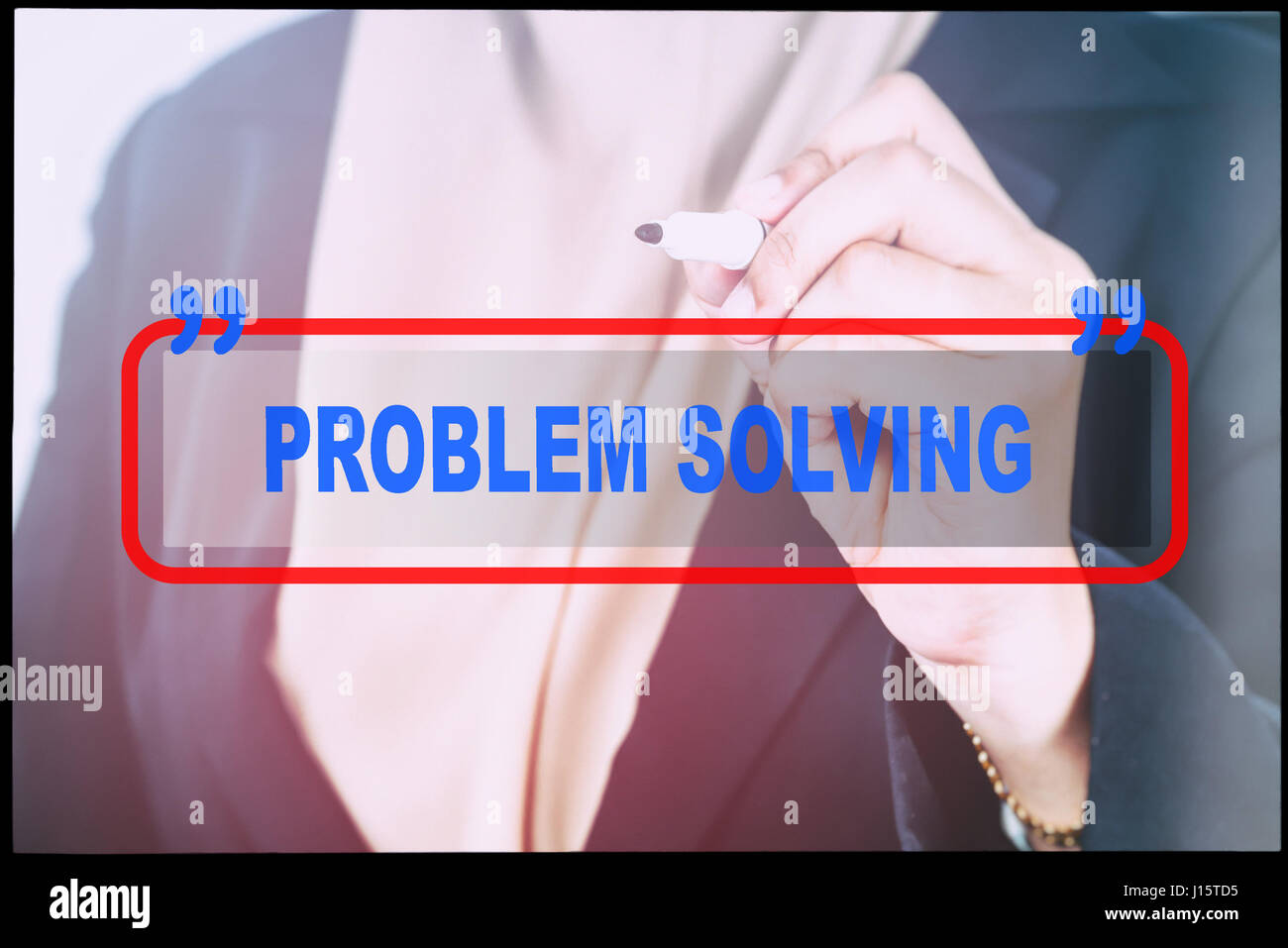 Hand and text "PROBLEM SOLVING" with vintage background. Technology ...