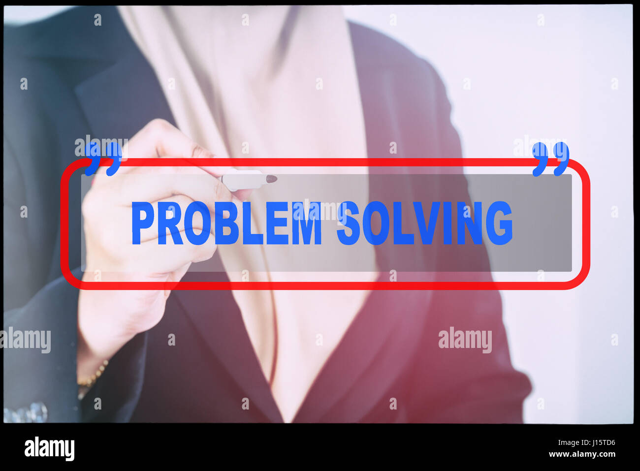 Hand and text "PROBLEM SOLVING" with vintage background. Technology ...