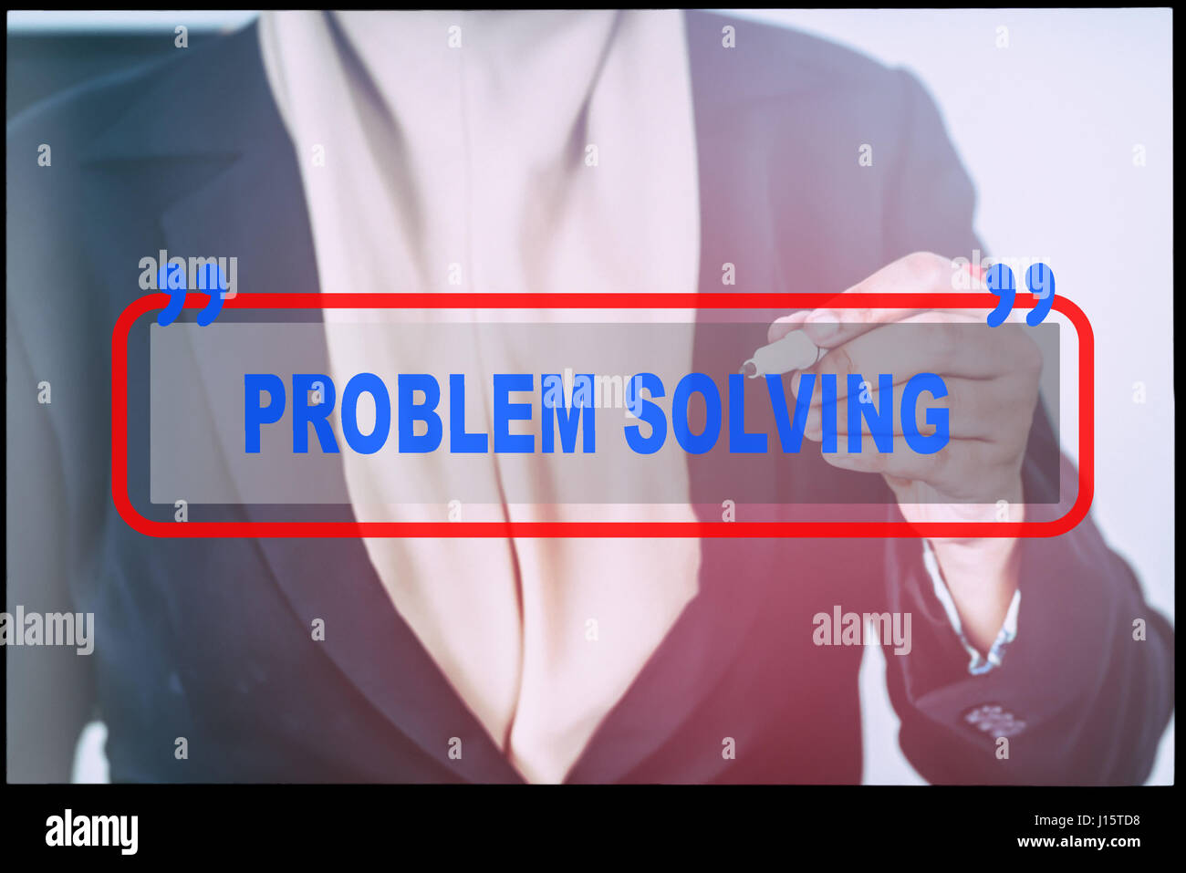 Hand and text "PROBLEM SOLVING" with vintage background. Technology ...