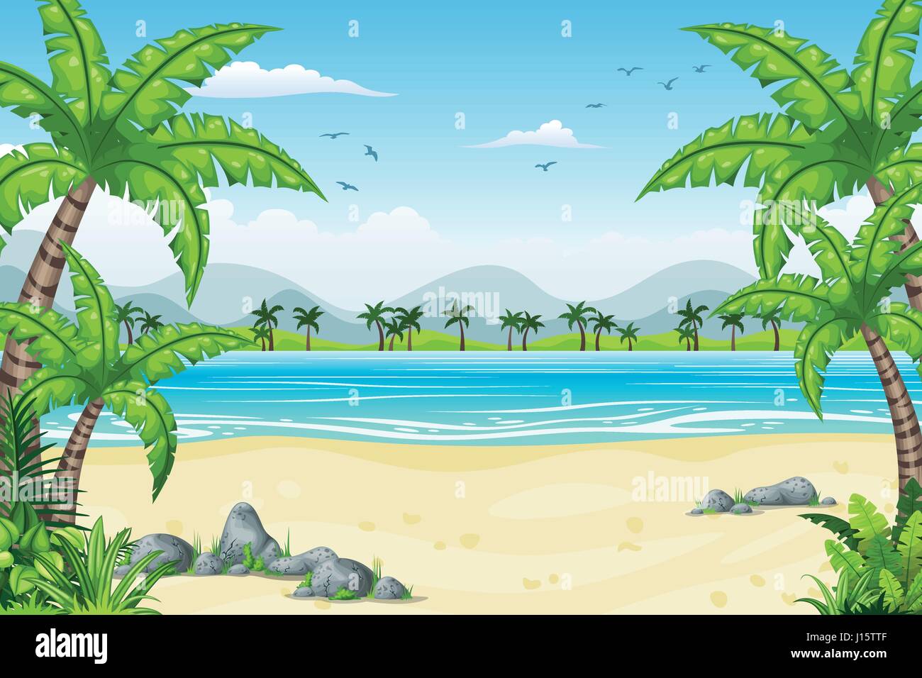 Illustration of a tropical coastal landscape Stock Vector Image & Art ...