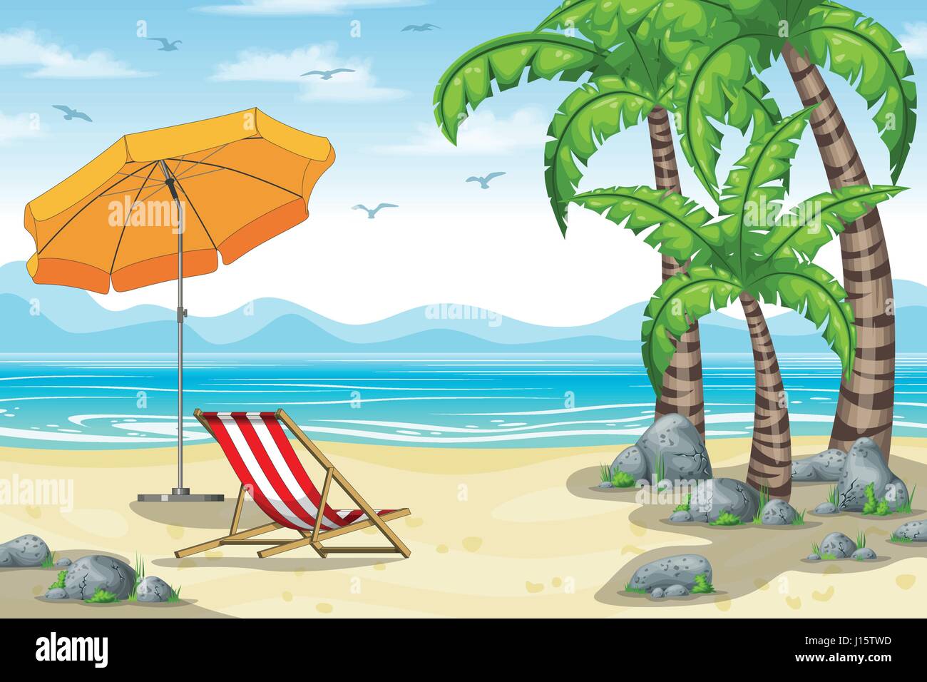 Illustration of a tropical coastal landscape Stock Vector Image & Art ...