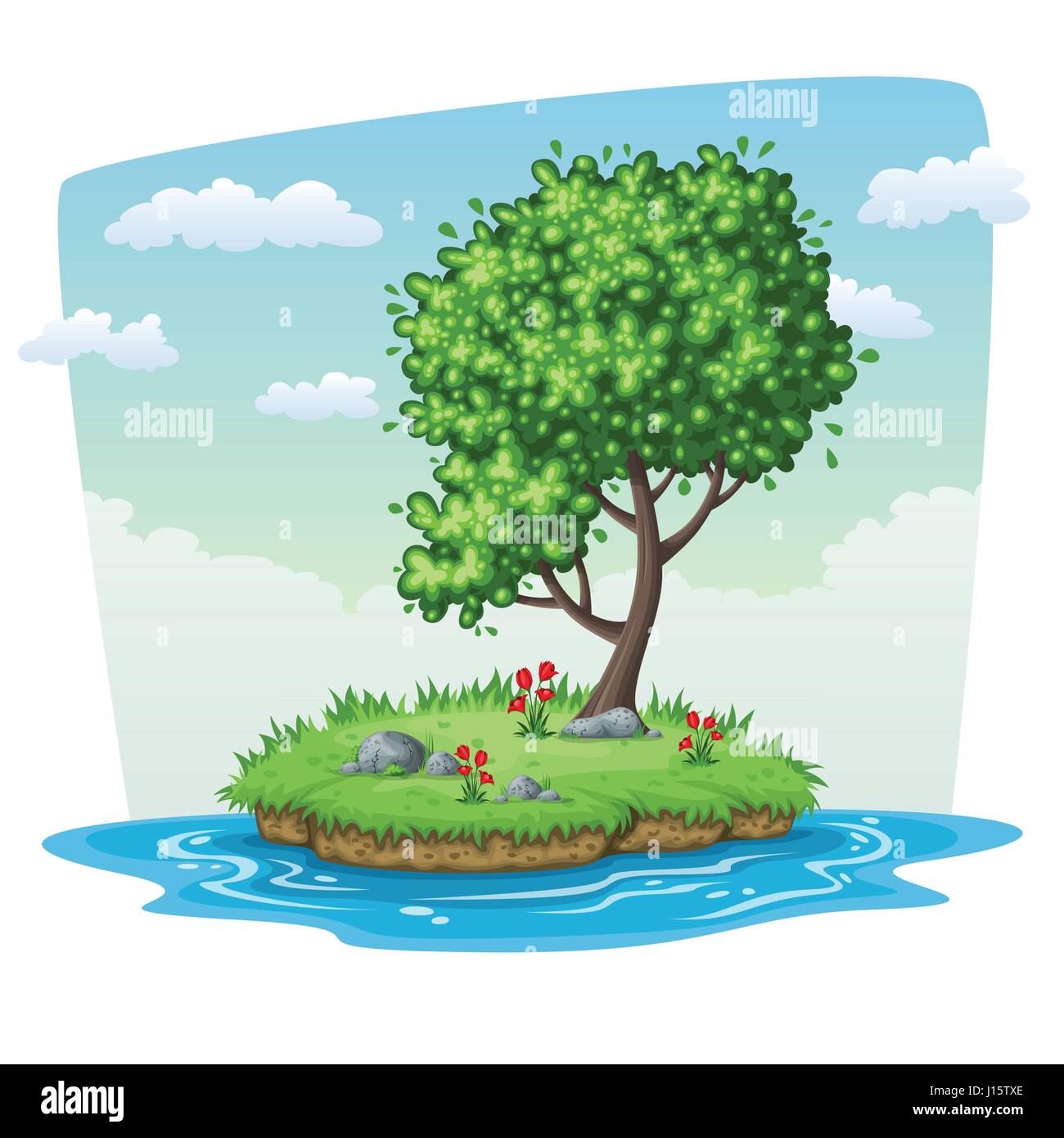Illustration of a tree on a island Stock Vector Image & Art - Alamy