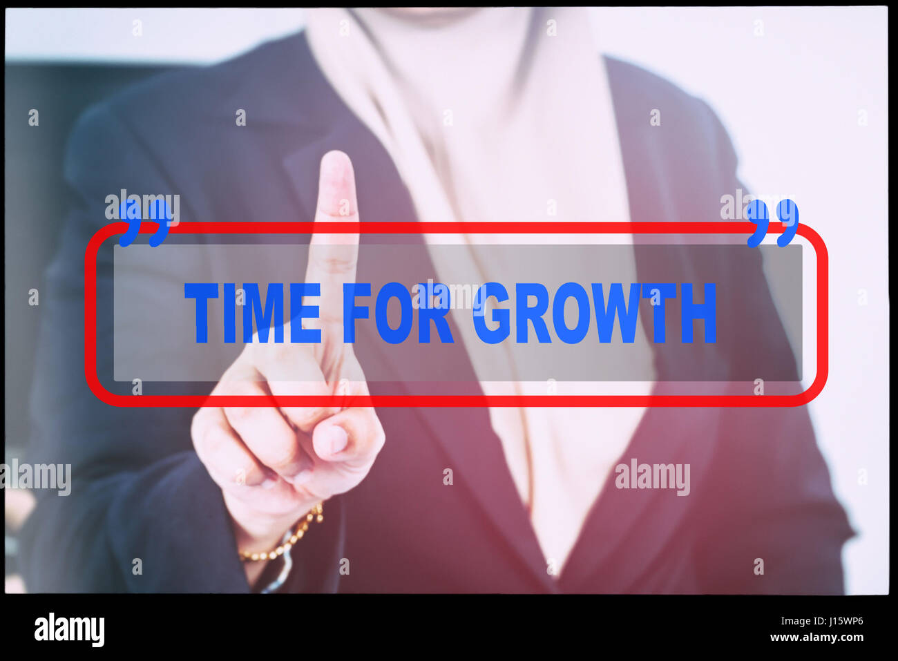 Hand and text "TIME FOR GROWTH" with vintage background. Technology ...