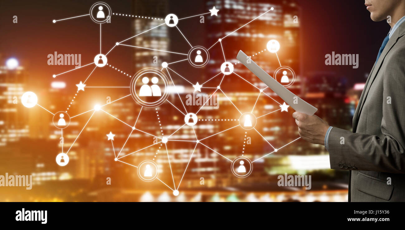 Concept of modern business networking that connect and cooperate people ...