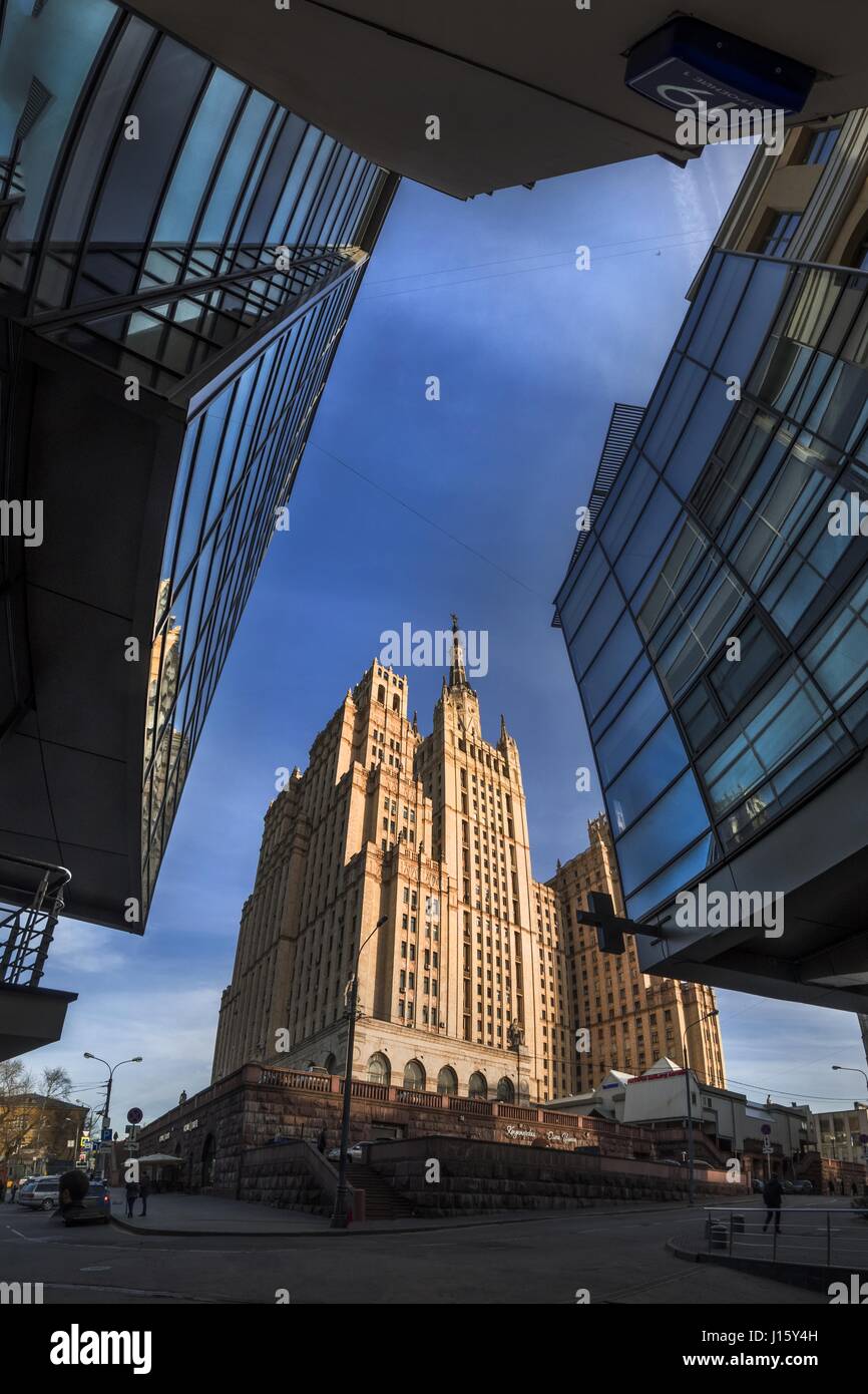 Russia, Moscow. Kudrinskaya Square Building, one of seven Stalinist ...