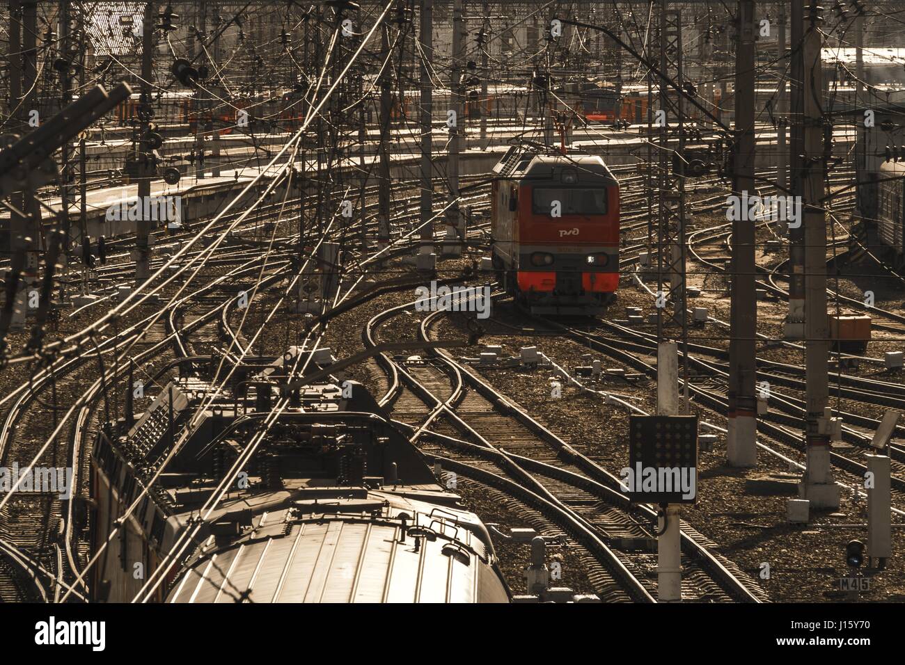 Russia, Moscow. Railroad tracks Stock Photo - Alamy