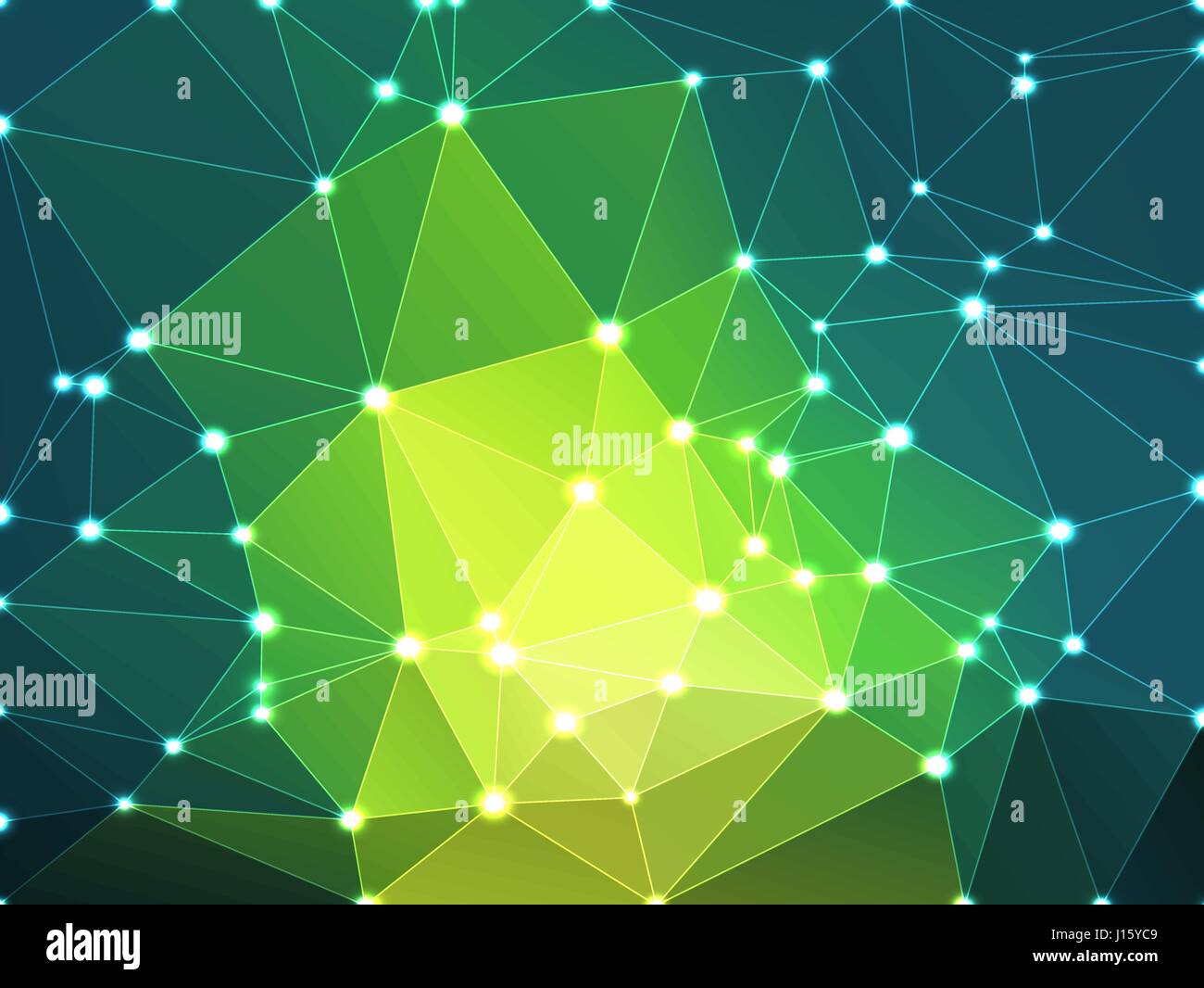 Bright yellow green abstract low poly geometric background with white ...