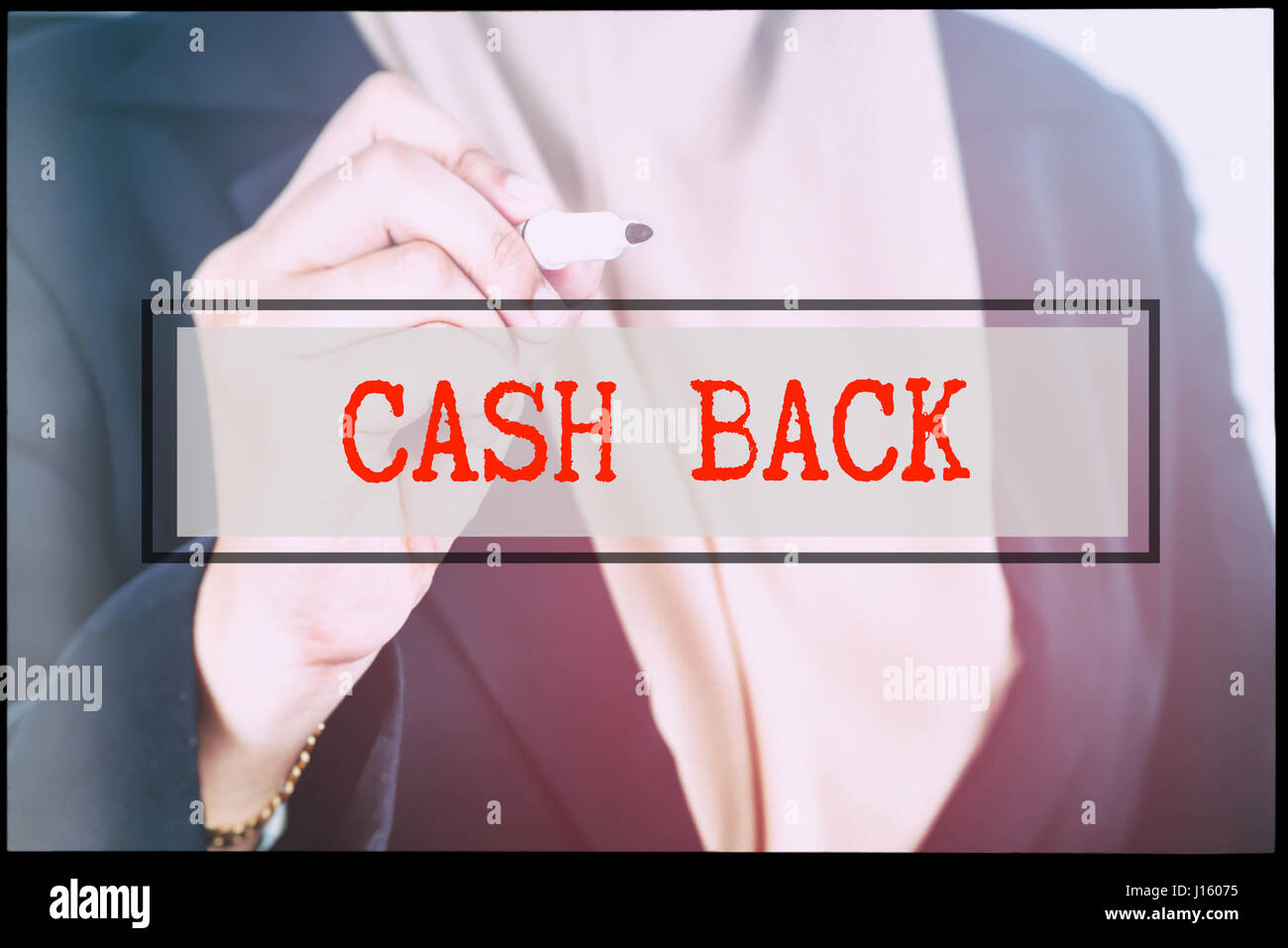 Hand and text CASH BACK with vintage backgound. Technology concept Stock Photo - Alamy