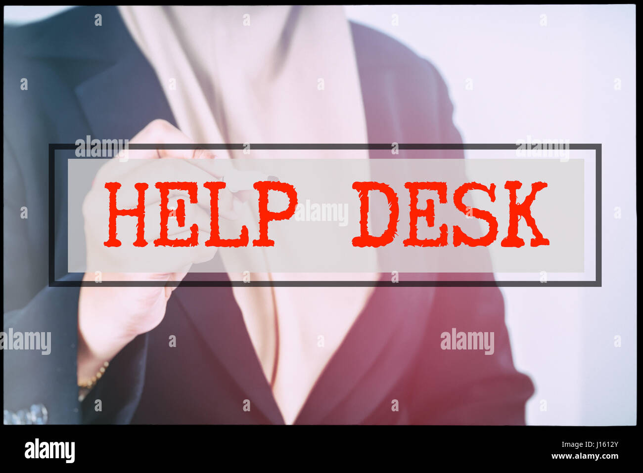 Hand and text HELP DESK with vintage background. Technology concept ...