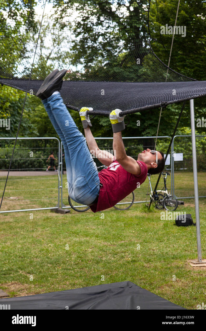 Ben Sobel, trapeze instructor, gives the students pointers for the ...