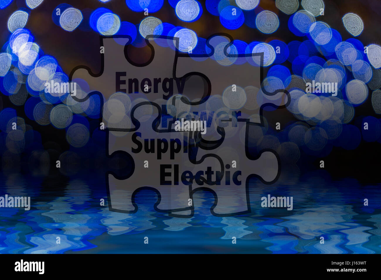 Jigsaw shape and conceptual text with bokeh blur background Stock Photo ...