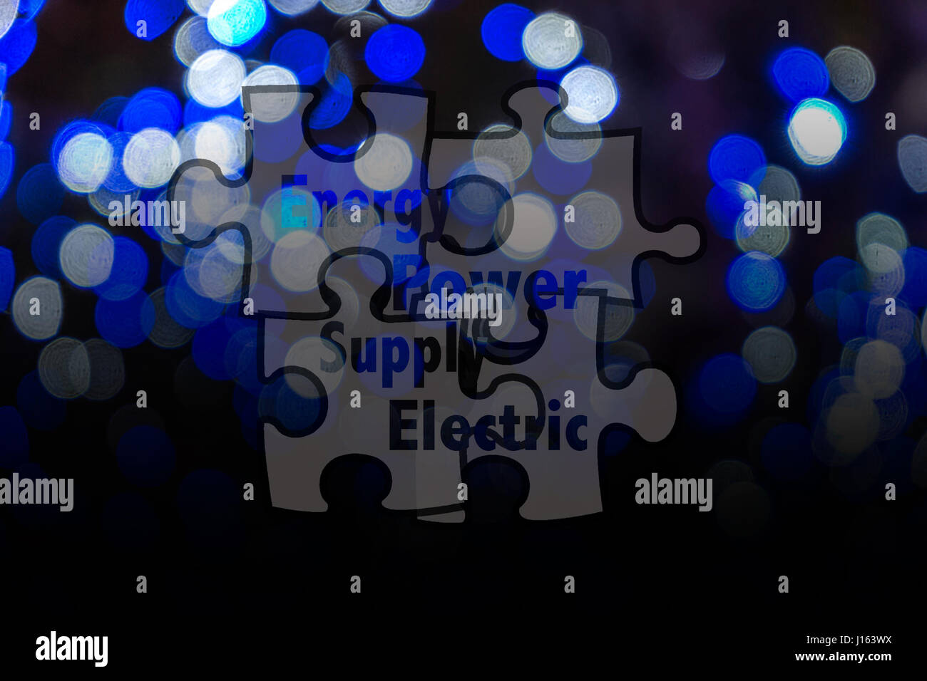 Jigsaw shape and conceptual text with bokeh blur background Stock Photo ...