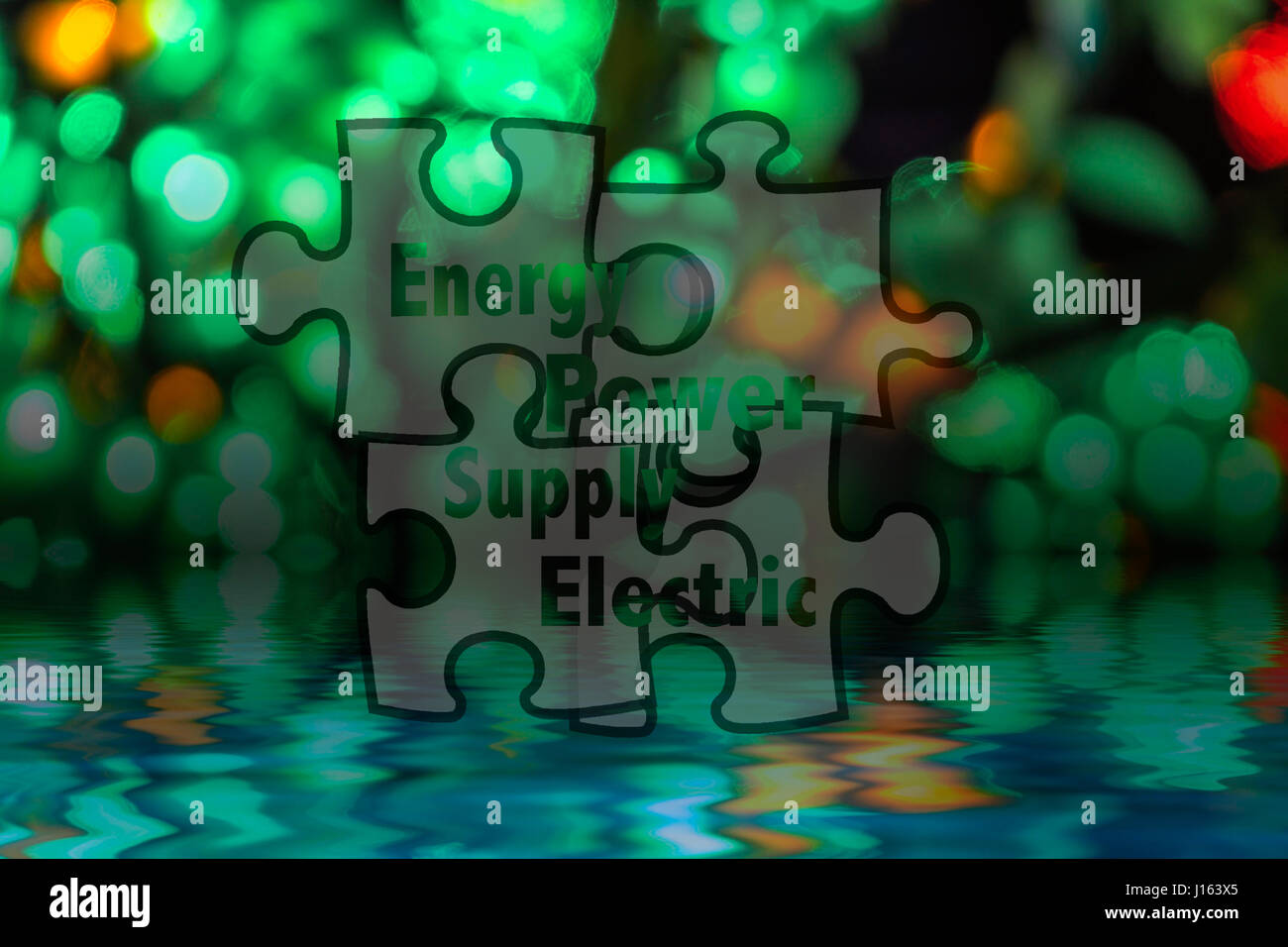 Jigsaw shape and conceptual text with bokeh blur background Stock Photo ...