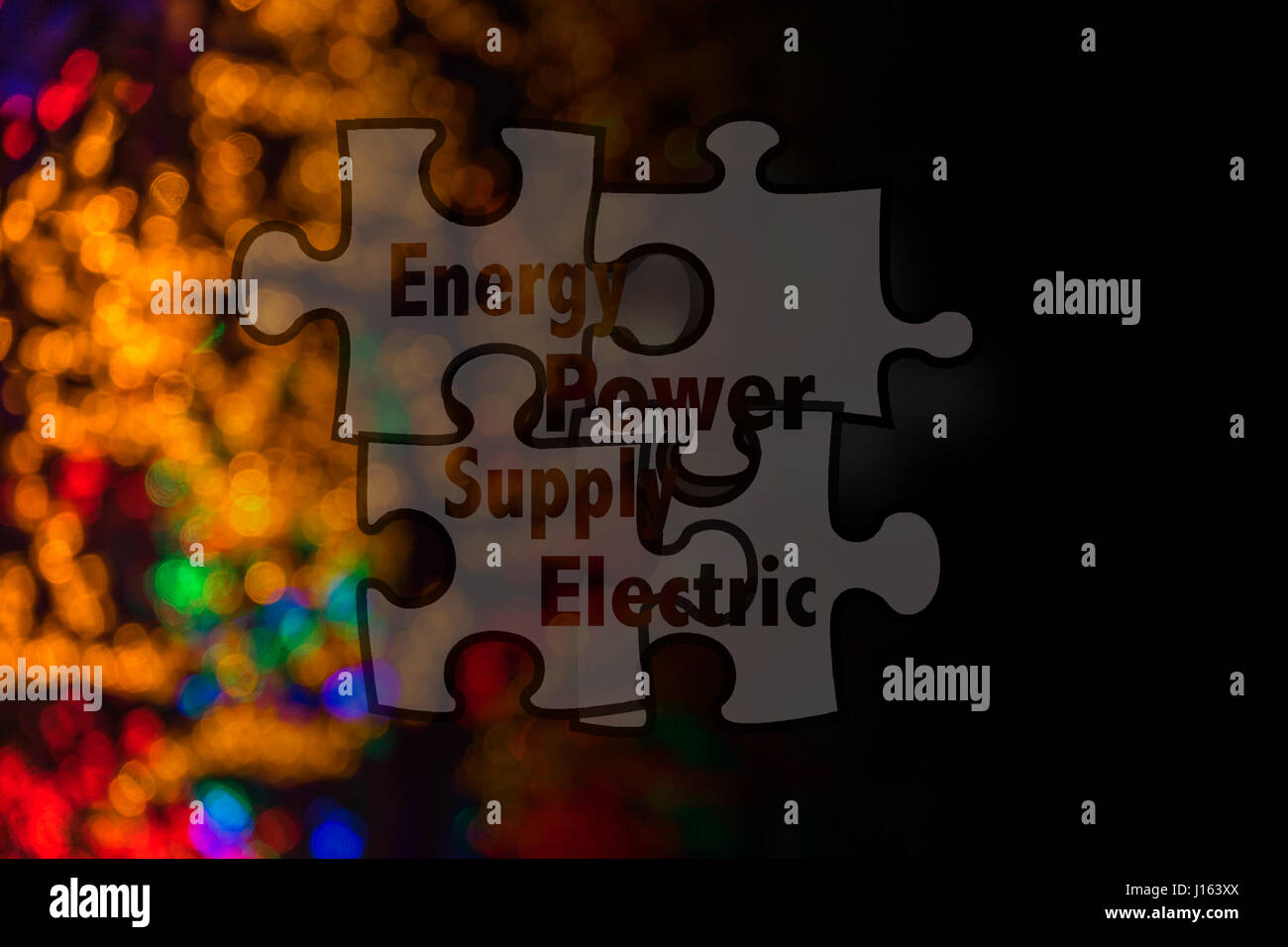 Jigsaw shape and conceptual text with bokeh blur background Stock Photo ...