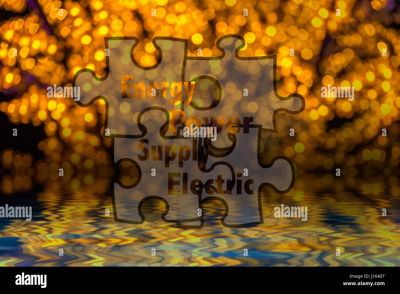 Jigsaw shape and conceptual text with bokeh blur background Stock Photo ...