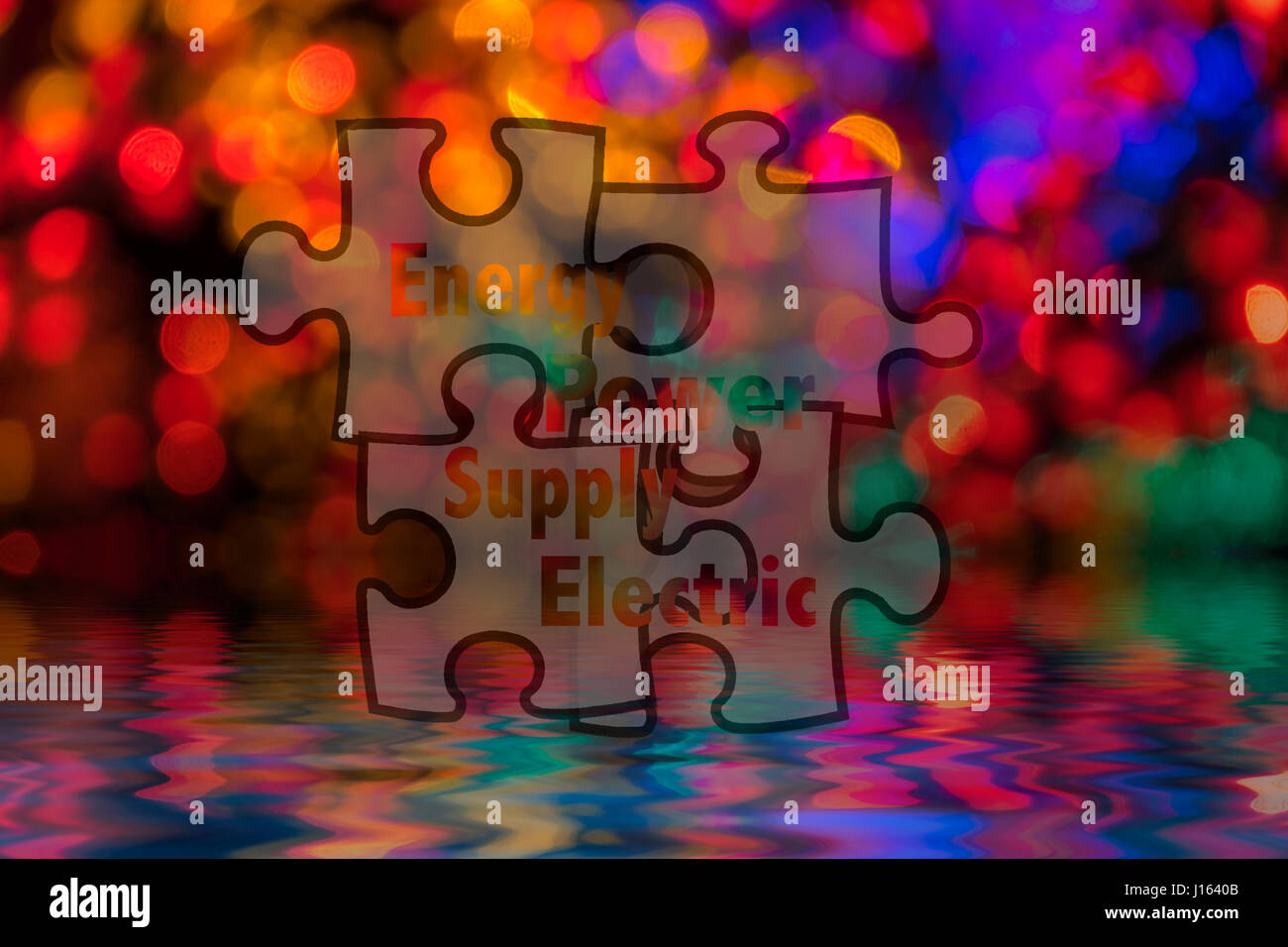 Jigsaw shape and conceptual text with bokeh blur background Stock Photo ...
