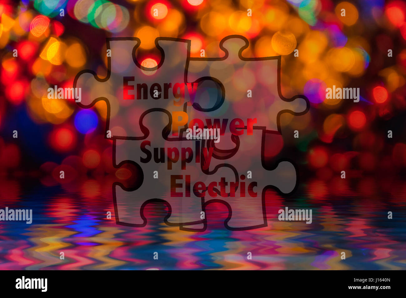 Jigsaw shape and conceptual text with bokeh blur background Stock Photo ...