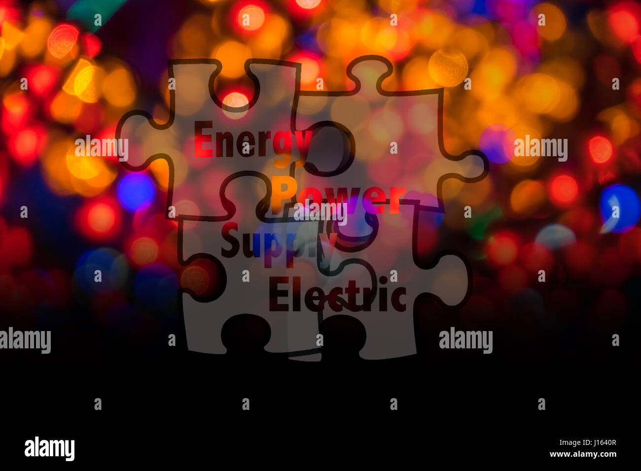 Jigsaw shape and conceptual text with bokeh blur background Stock Photo ...